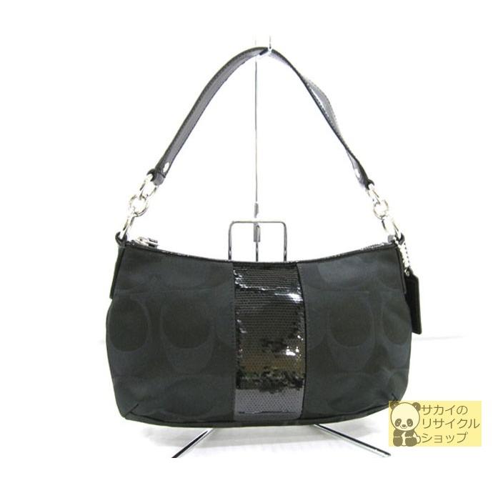 COACH シグネチャーストライプ ショルダーバッグ ブラック キャンバス×パテントレザー : サカイのリサイクルショップ - 通販 ...