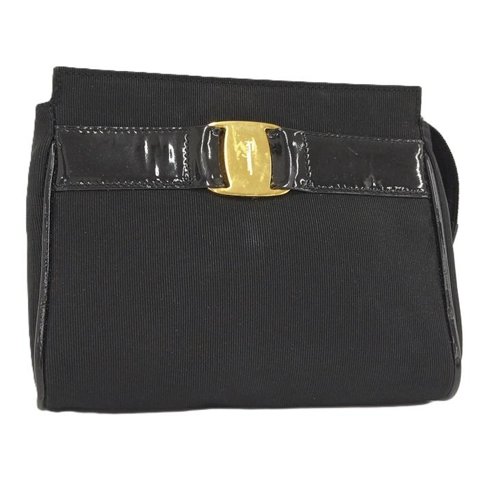 FERRAGAMO Salvatore Ferragamo ヴァラ ポーチ キャンバス ブラック AD22 5700 : サカイのリサイクルショップ - 通販 - Yahoo!ショッピング