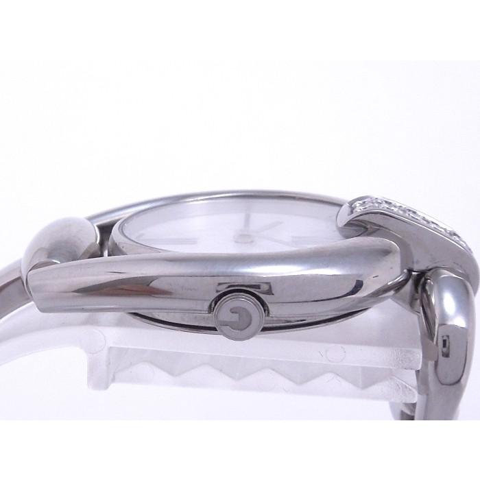 【中古】グッチ レディース腕時計 ホースビット ダイヤモンド ホワイトシェル文字盤 クォーツ SS 139.5 YA139504 ...