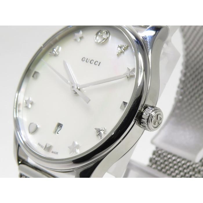 GUCCI 【中古】GUCCI レディース腕時計 Gタイムレス 蜂 ビー クオーツ SS ホワイトパール文字盤 126.5 YA126583 ...