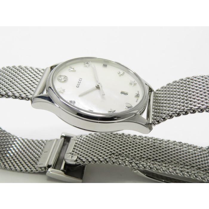 GUCCI 【中古】GUCCI レディース腕時計 Gタイムレス 蜂 ビー クオーツ SS ホワイトパール文字盤 126.5 YA126583 ...