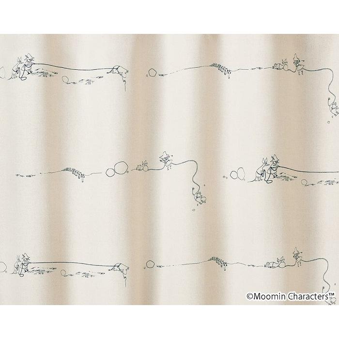 ムーミン カーテン ドレープ DENIM BORDER 約100×135cm 2枚組(1窓分) アイボリー/ブルー スミノエ MOOMIN 日本製 ウォッシャブル 遮光1級・2級 デニム ...