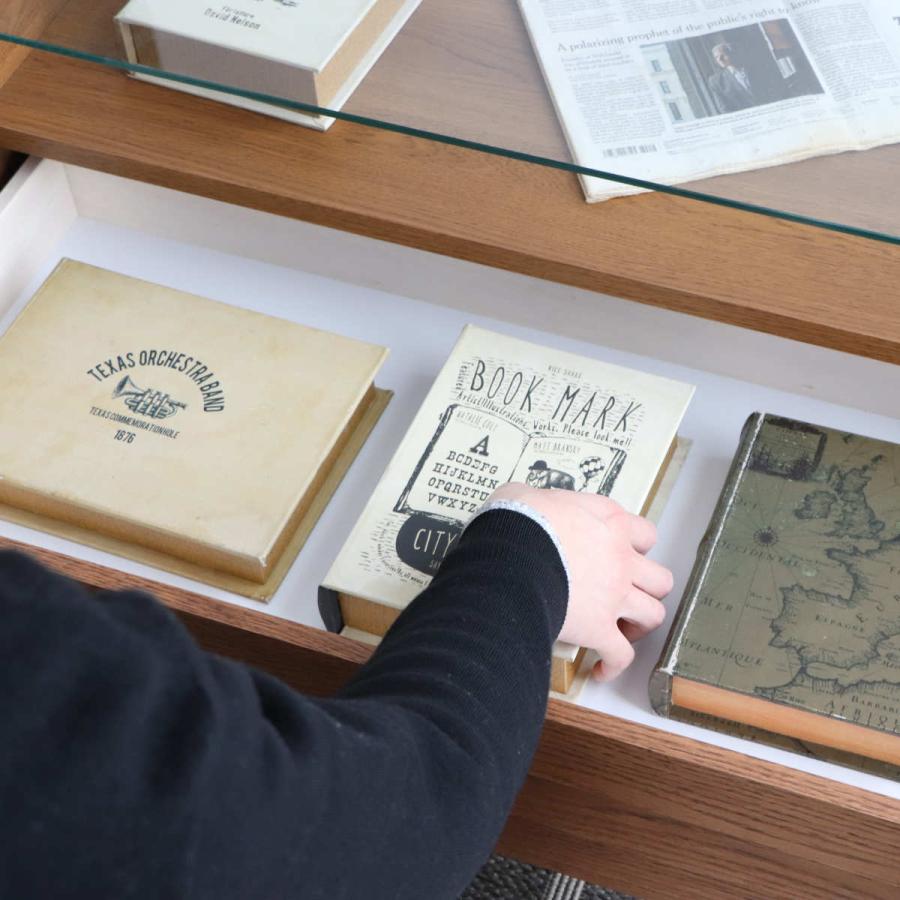 センターテーブル ガラス天板 レッドオーク 無垢前板 RIGALA 約幅84cm （ ガラス テーブル リビングテーブル ローテーブル 収納 木製 日本製 完成品 ） : 409787 ...