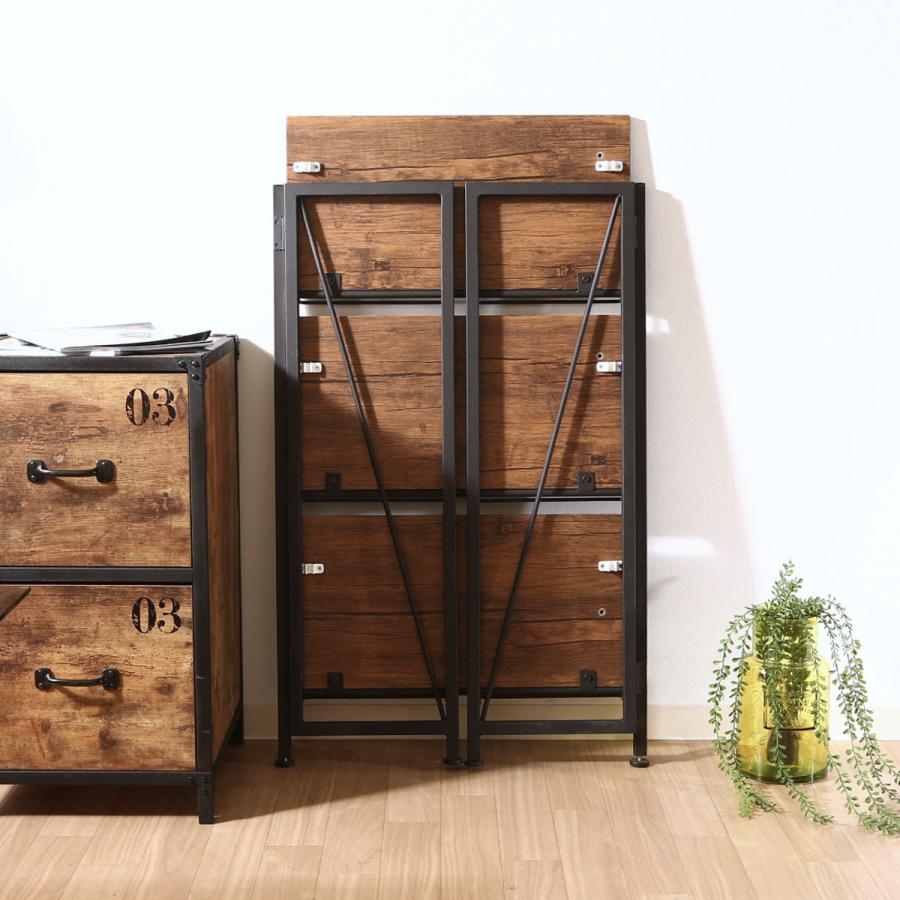 オープンラック 3段 フォールディングシェルフ エスタ 幅60cm :413412:インテリアパレットヤフー店 - 通販 - Yahoo!ショッピング