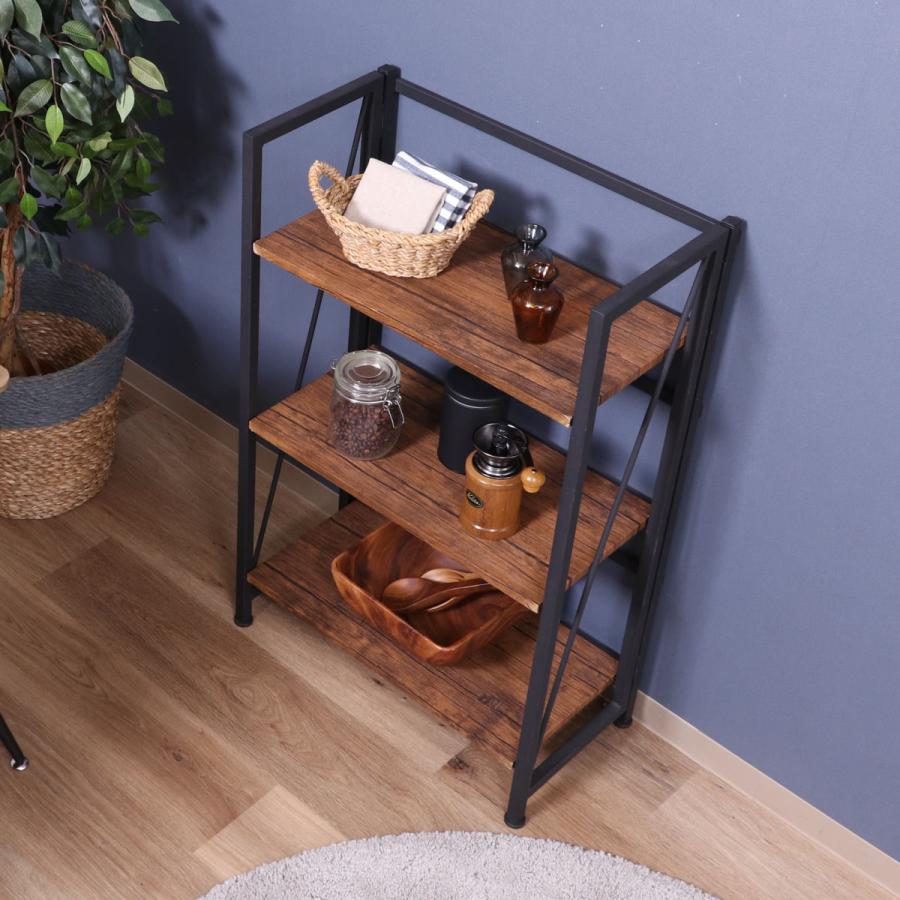 オープンラック 3段 フォールディングシェルフ エスタ 幅60cm :413412:インテリアパレットヤフー店 - 通販 - Yahoo!ショッピング