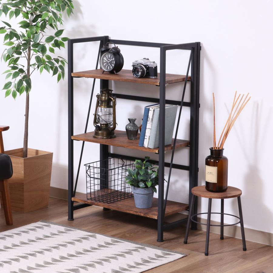 オープンラック 3段 フォールディングシェルフ エスタ 幅60cm :413412:インテリアパレットヤフー店 - 通販 - Yahoo!ショッピング