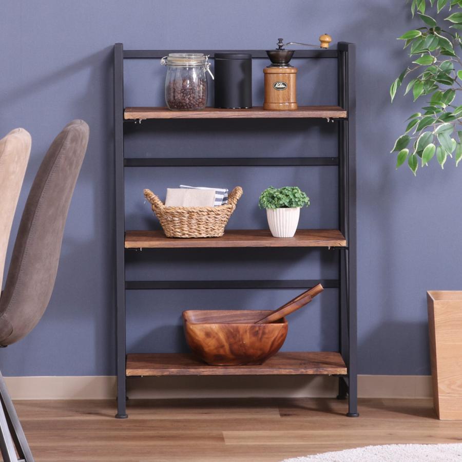 オープンラック 3段 フォールディングシェルフ エスタ 幅60cm :413412:インテリアパレットヤフー店 - 通販 - Yahoo!ショッピング