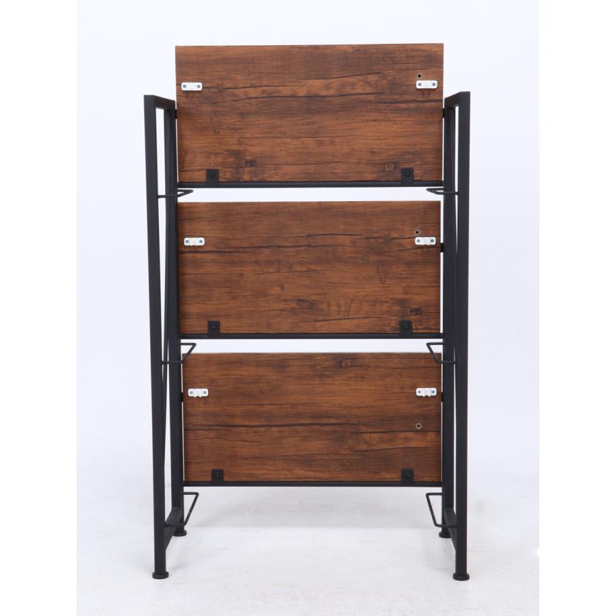 オープンラック 3段 フォールディングシェルフ エスタ 幅60cm :413412:インテリアパレットヤフー店 - 通販 - Yahoo!ショッピング