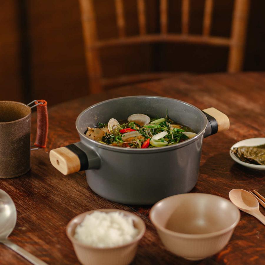 両手鍋 24cm IH対応 大釜鍋 BOSQUE ドクターハウス （ Dr.HOWS ガス火対応 オール熱源対応 両手なべ 深型 セラミック加工 ガラス蓋 韓国 ） :417845:インテリア ...