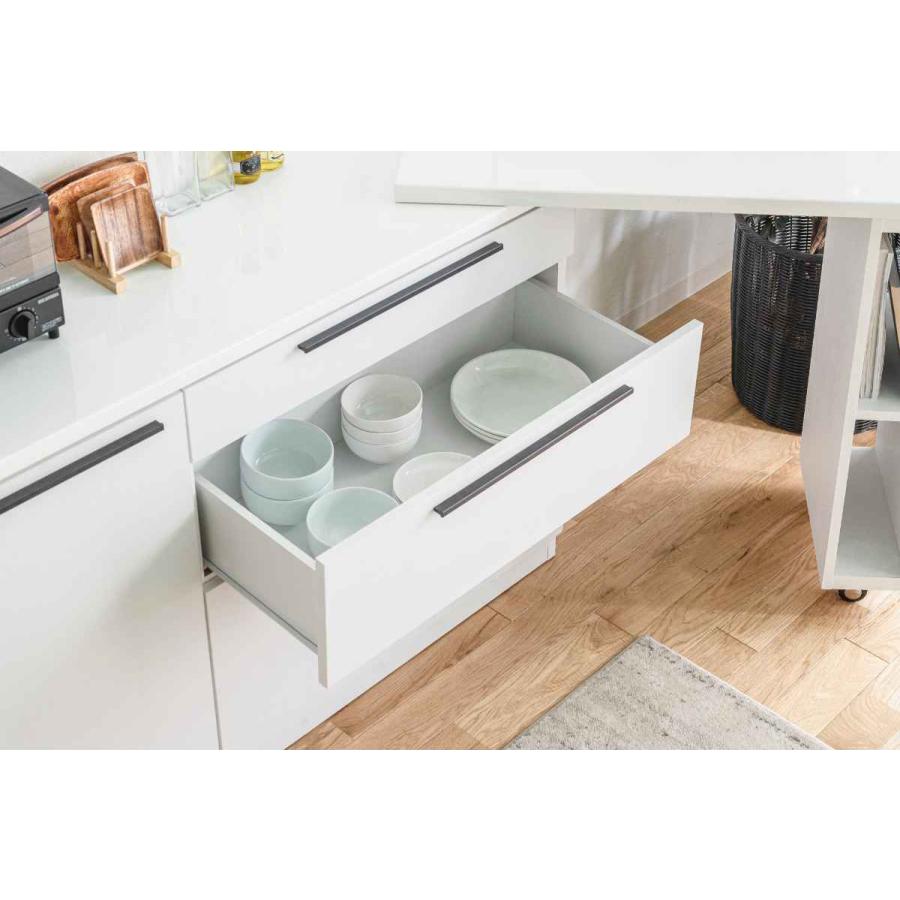 キッチンカウンター 伸縮式 光沢天板 幅136-207cm （ キッチン収納 収納 カウンター 伸縮 棚 引出し 家具 ） : インテリアパレットヤフー店 - 通販 - Yahoo!ショッピング