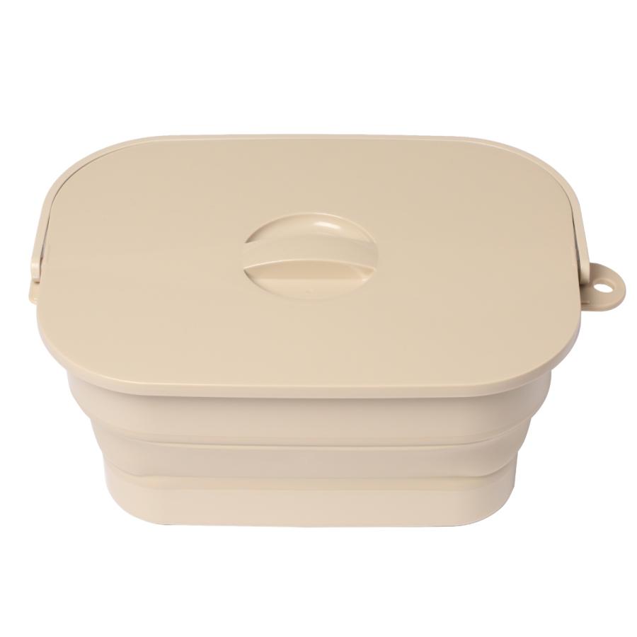 伊勢藤 （めざましテレビで紹介）バケツ 折りたためる つけ置き洗いバケツ 7L 洗濯板 蓋つき 角型 （ 当店限定カラー ベージュ ISETO 折りたたみバケツ ） : インテリアパレット ...