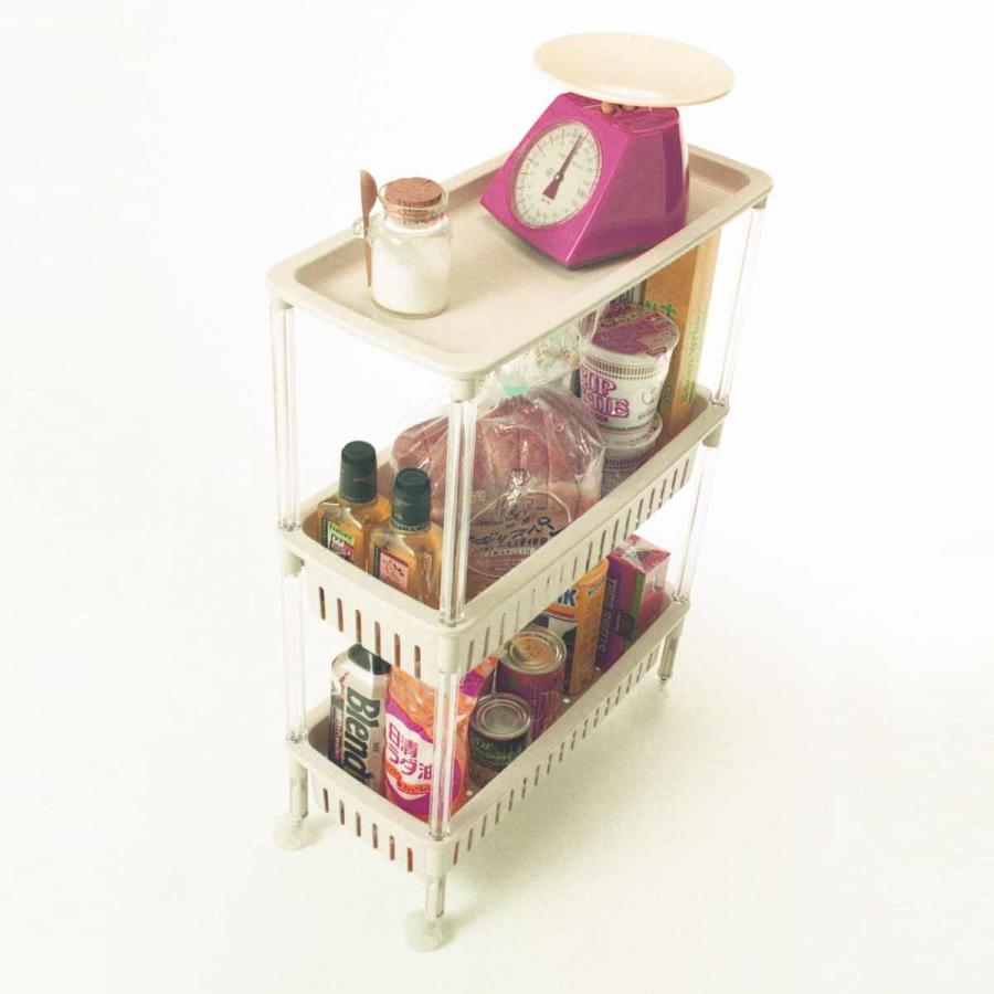 キッチンワゴン ルーチェワゴン 3段 幅22cm 奥行47cm 高さ67.7cm （ キャスター付き 天板付き キッチンストッカー 日本製 マルチワゴン キッチンラック ） :443458 ...