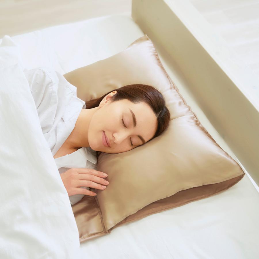 COGIT 枕カバー シルク100％ シャンパンゴールド ロングパッド付き シルクシャイニー （ 43×63cm ピローケース ヘアケア ロングヘア ） : インテリアパレットヤフー店 ...