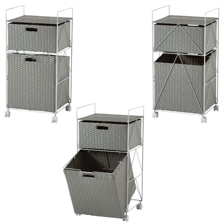 HAGiHARA ランドリーワゴン 幅40cm 2段 引き出し キャスター付 完成品 （ ランドリー ワゴン 脱衣カゴ 洗濯カゴ 収納 ） : インテリアパレットヤフー店 - 通販 ...