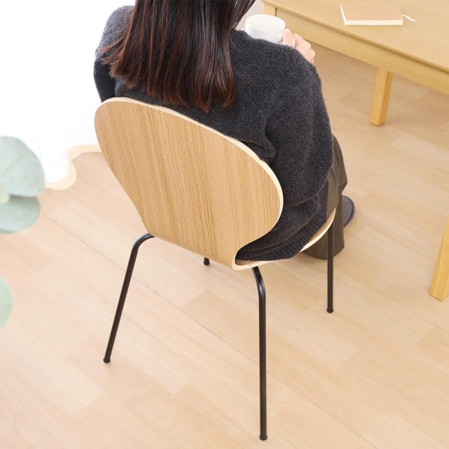 不二貿易（Fuji Boeki） ダイニングチェア 座面高45cm 2脚セット エピチェアー ブラックフレーム スタッキングチェア （ チェア ...