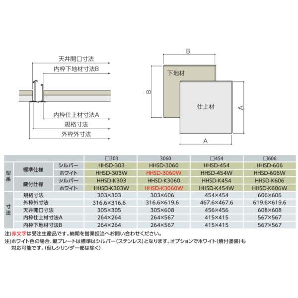 ナカ工業 天井点検口 ハイハッチ 鍵付き HHSD-454 シルバー 454×454mm : naka-hhsd454k : イーヅカ ...