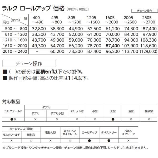 タチカワブラインド タチカワ ロールスクリーン ラルク ロールアップ 匠（たくみ） RS-8104 | RS-8105 幅1605〜2000mm 高さ500〜800mm : イーヅカ - 通販 ...