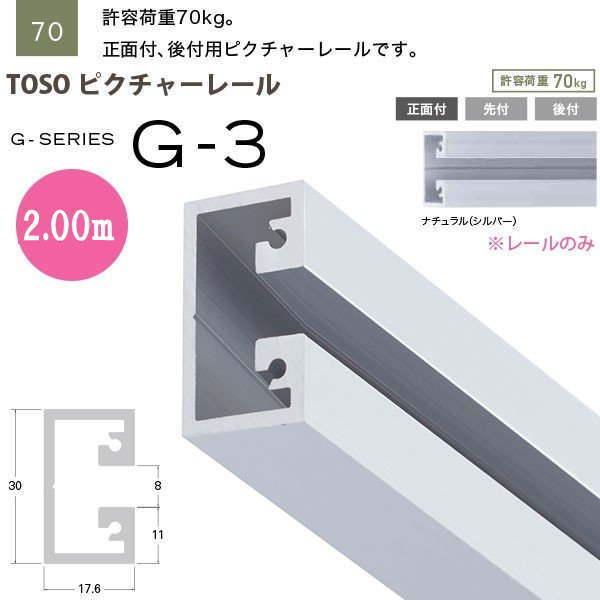 TOSO トーソー ピクチャーレール G-3 レールのみ 2.00m ナチュラル 828237 : イーヅカ - 通販 - Yahoo!ショッピング