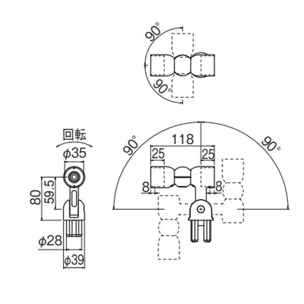 シロクマ ABC-38シリーズ 片方サポート自在ジョイント ABH-56 支柱38 : イーヅカ - 通販 - Yahoo!ショッピング