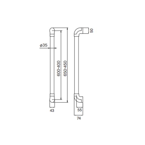 シロクマ 室内用補助手すり ユニバーサル手すり BR-550 サイズ：600 シルバー・アイボリ : イーヅカ - 通販 - Yahoo!ショッピング
