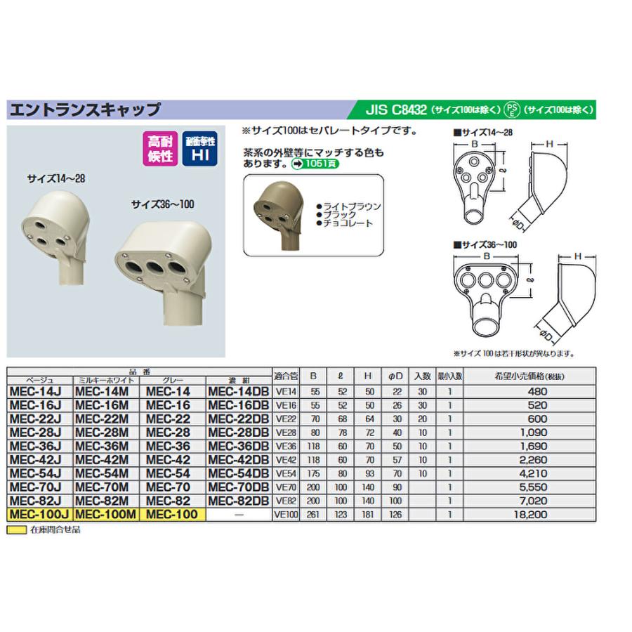 未来工業 【即日対応します！】MEC-42J 未来工業(ミライ) エントランスキャップ ベージュ MEC42J mec-42j mec42j ...