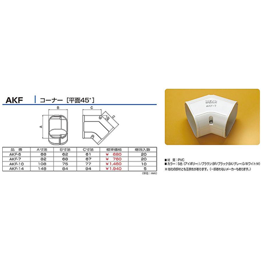 【即日対応します！】AKF-10-I バクマ工業 エアコン配管化粧カバー コーナー 平面45° ADシリーズ アイボリー 1個価格 akf ...