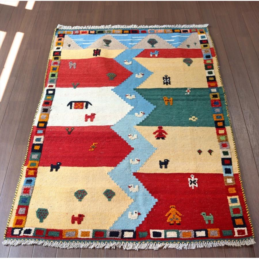 ギャッベキリム 遊牧民の織る風景のラグ 147x97cm 水鳥のいる川 : インプレッションオブギャッベ - 通販 - Yahoo!ショッピング