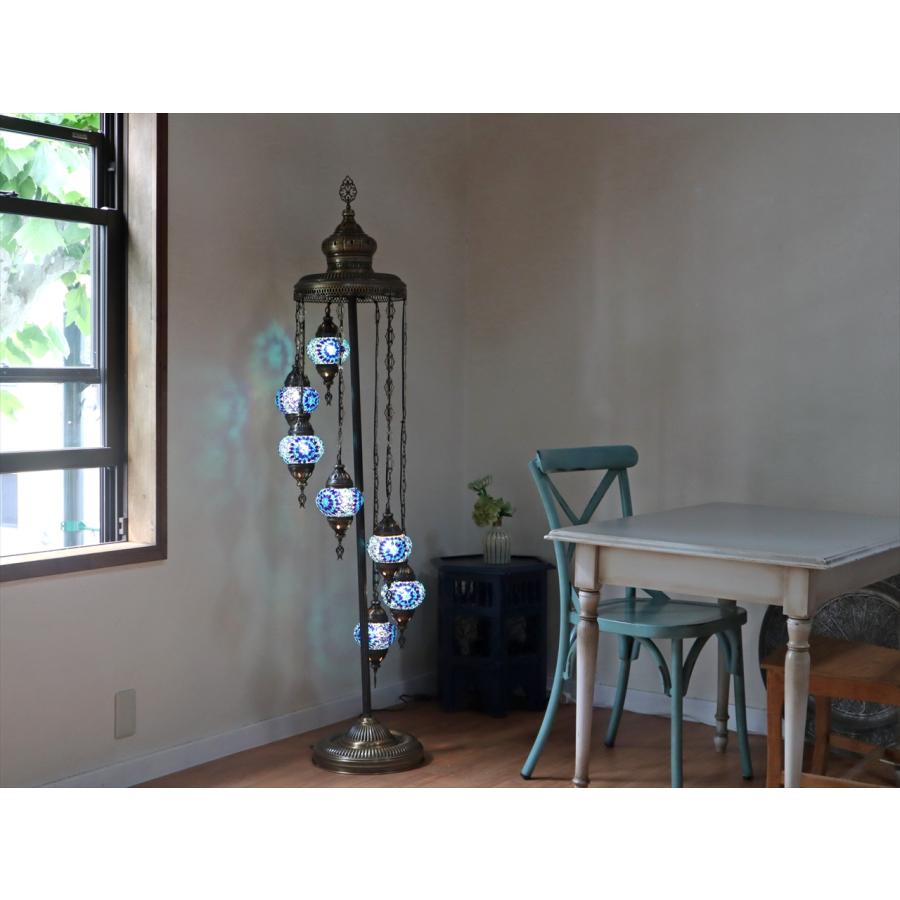 トルコランプ モザイクシャンデリアスタンドランプ 7灯 全高166cm ブルーフラワー E17/15W : インプレッションオブギャッベ - 通販 - Yahoo!ショッピング