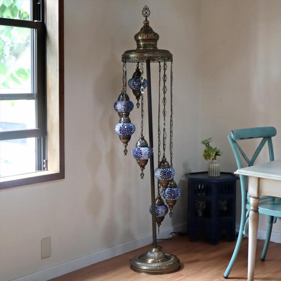 トルコランプ モザイクシャンデリアスタンドランプ 7灯 全高166cm ブルーフラワー E17/15W : インプレッションオブギャッベ - 通販 - Yahoo!ショッピング