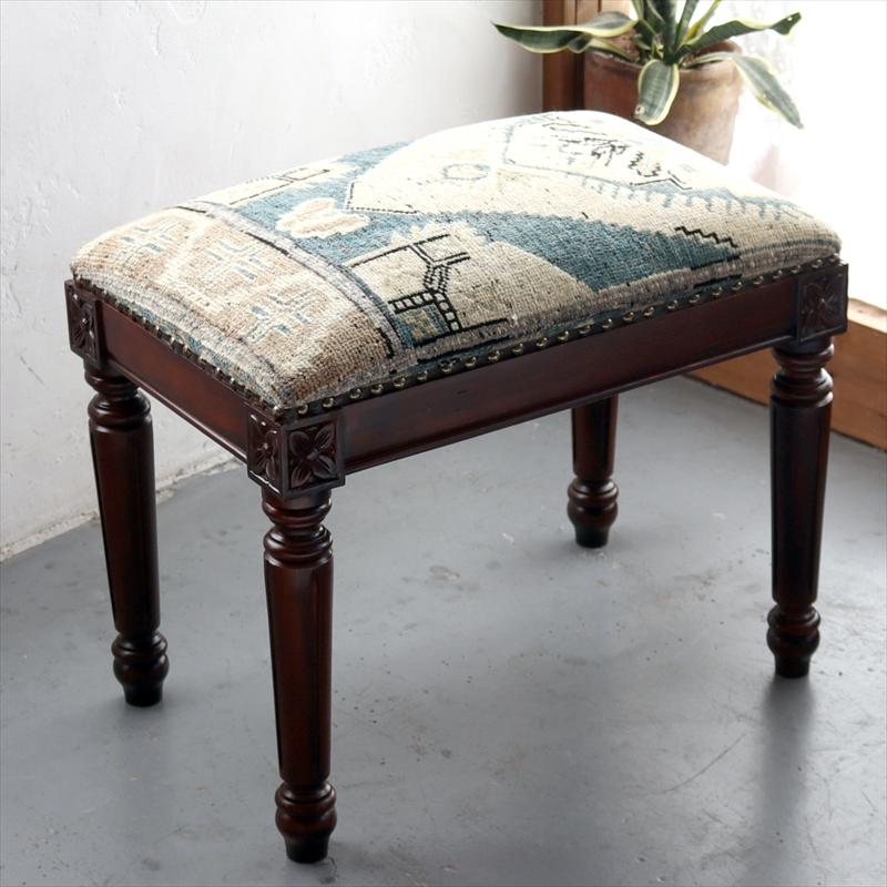 オーバーダイドラグスツールベンチ H52×W54×D35cm オーバーダイドラグ木製家具 overdyed rug wood furniture stool bench : rk2563 ...