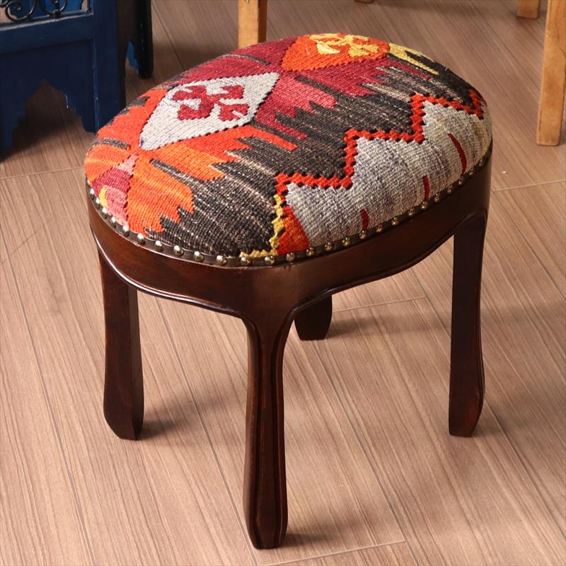 オールドキリム木製家具 H40×W31.5×D41.5cm スツール オットマン オーバル old kilim stool ottman oval : ro2553 : インプレッションオブギ ...