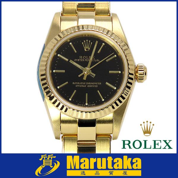 ROLEX 送料無料 ロレックス 76198 オイスターパーペチュアル K番 2001年 K18YG 金無垢 リベットブレス レディース 自動 ...
