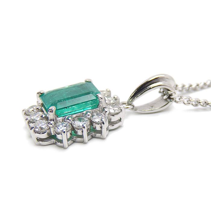 送料無料 1.39ct エメラルド ダイヤモンド プラチナ ネックレス 鑑別書付 Pt850 Pt900 エメラルドカット 22k398-3 逸品質屋 丸高 : 逸品質屋 丸高 甲子園店 ...