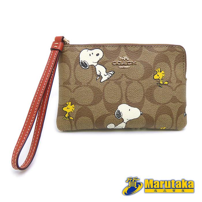 COACH 送料無料 コーチ ピーナッツ スヌーピー ウッドストック コラボ リストレット ポーチ 小物入れ CF214 シグネチャー 逸品 ...