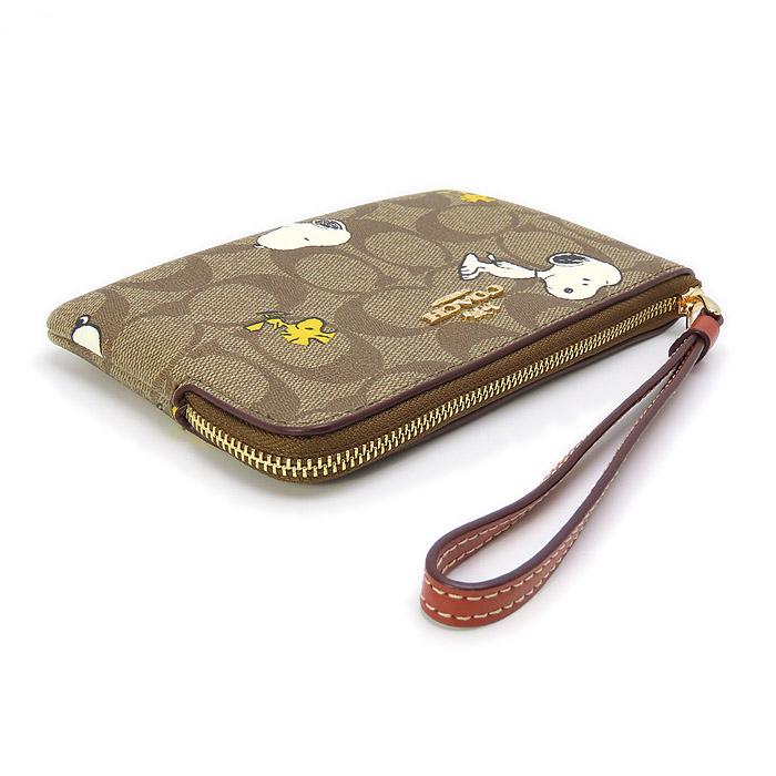 COACH 送料無料 コーチ ピーナッツ スヌーピー ウッドストック コラボ リストレット ポーチ 小物入れ CF214 シグネチャー 逸品 ...