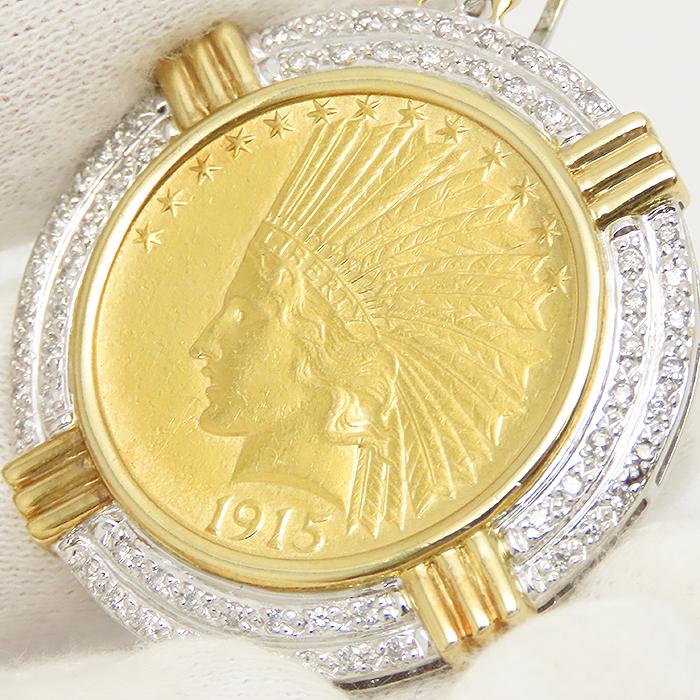 送料無料 インディアンコイン ペンダント トップ ダイヤモンド K21.6 K18 Pt900 約30g D0.50ct 逸品質屋 尼崎 : 逸品質屋 丸高 甲子園店 - 通販 - Yahoo ...