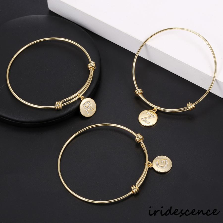 ブレスレット チャーム アルファベット レディース 女性 アクセサリー サークル プレート ゴールドカラー サイズ調整可 英字 ラインストーン キラキ : bm-1229-css200 ...