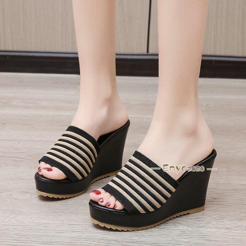 サンダル レディース 厚底 ウェッジヒール ヒール10cm スリッパ 夏