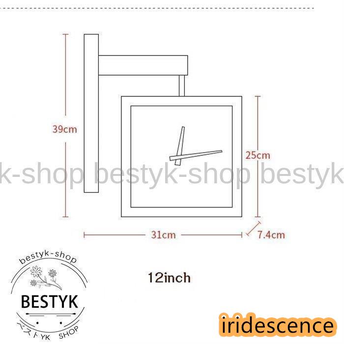 壁掛け時計 掛け時計 四角型 両面タイプ クロック 新生活応援 インテリア 木製 ガラス 壁掛け モダン 北欧 新築祝い ギフト 電池 静音 8/10/12/14/16inch :sf ...