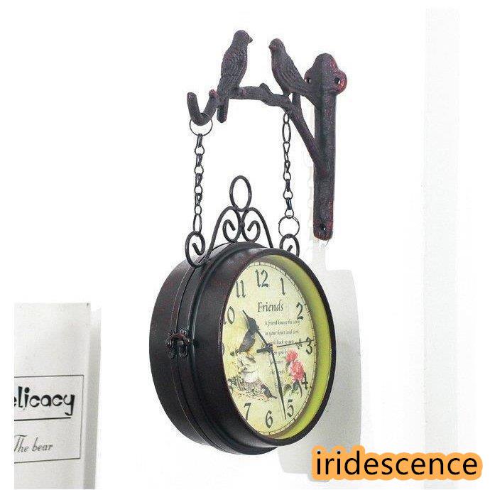 両面壁掛け時計 鳥模様 かわいい アンティーク調 ウォールクロック ビンテージ風 ヴィンテージ 両面文字盤 北欧 カフェ インテリアクロック : sf-0804-sz47 : アイリスの弓 ...