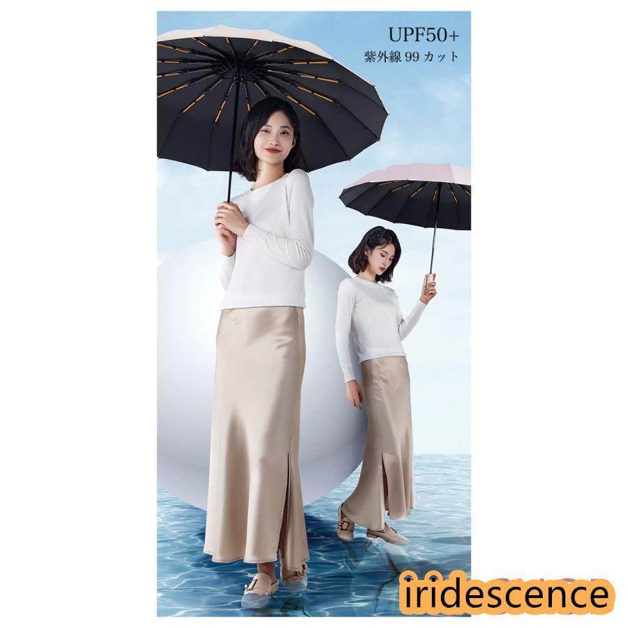 自動開閉 傘 ワンタッチ UPF50+ アンブレラ 晴雨兼用 折りたたみ 3段 軽量 日傘 紫外線 UVカット 日焼け止め 雨傘 大きいサイズ ダブル : アイリスの弓 - 通販 ...