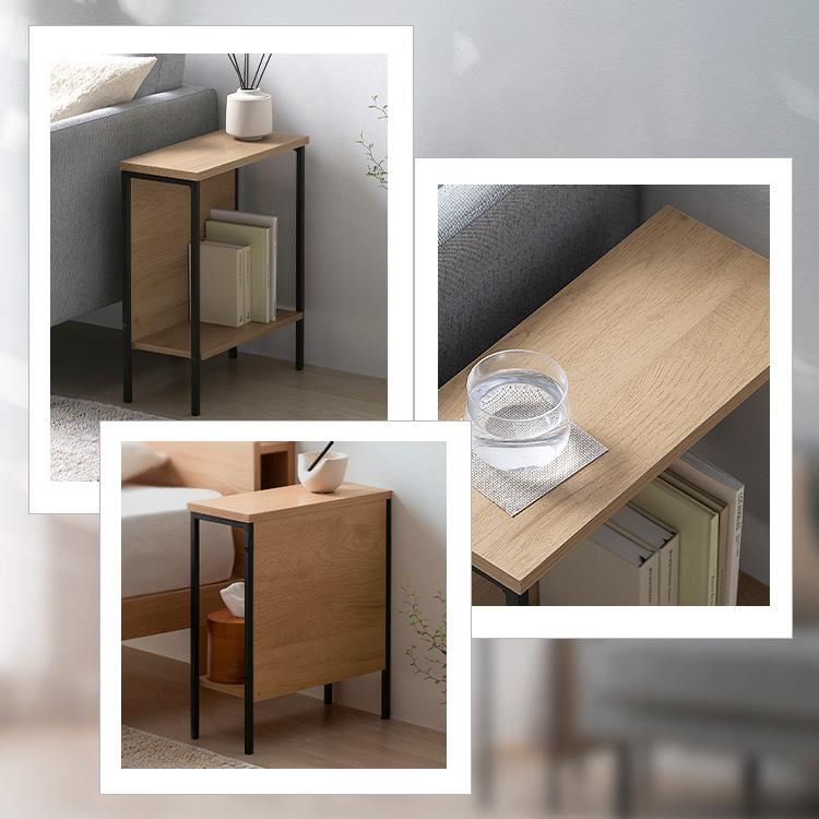 テーブル ソファテーブル おしゃれ 北欧 スリム ナイトテーブル サイドテーブル ナチュラル/ブラック アイリスオーヤマ HST-180※：予約品 : 205697 : アイリスプラザ ...