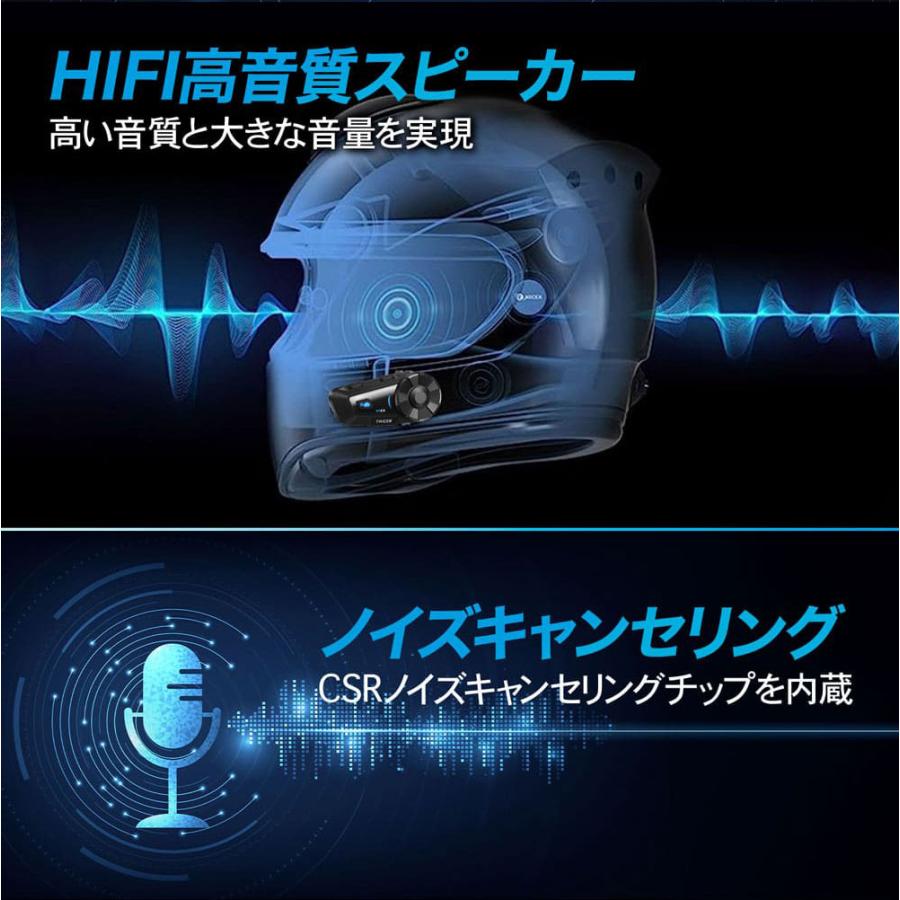 新登場!! 最新版 TNICER バイクインカム G1EX 6台同時接続対応【最短翌日到着】 インカム Bluetooth5.2 ワンクリック ...