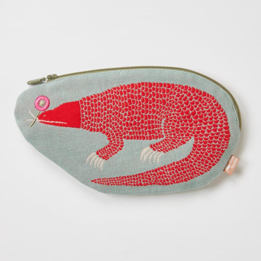 moritaMiW MiW style 森田MiW ポーチ コモドドラゴン コスメポーチ 小物入れ モリタミウ くすばしタオル 刺繍 動物 アニマル トカゲ 絶滅危惧種 動物園 ...