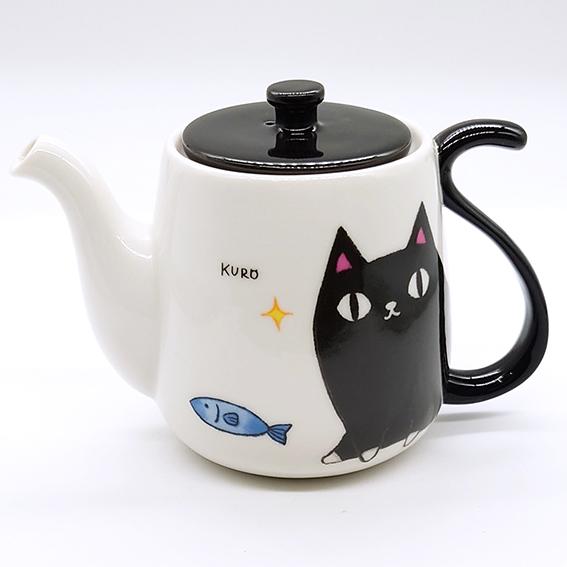 にゃん屋 猫 3兄弟 しっぽポット Kuro ティーポット ねこ ネコ にゃん屋 猫 3兄弟 しっぽポット Kuro ティーポット ねこ ネコ