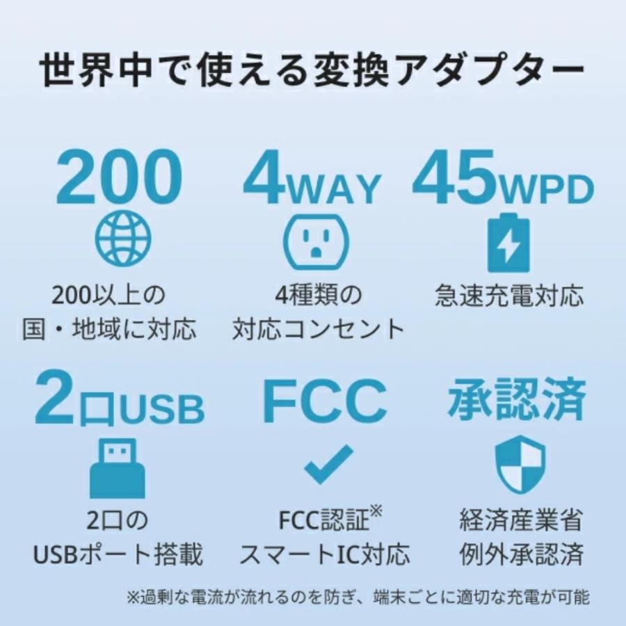 ドリテック トラベルアダプター AD-100BK 海外変換プラグ マルチプラグ 全世界対応 経済産業省認証 USBポート Type-C aタイプ oタイプ cタイプ bfタイプ スーツ ...
