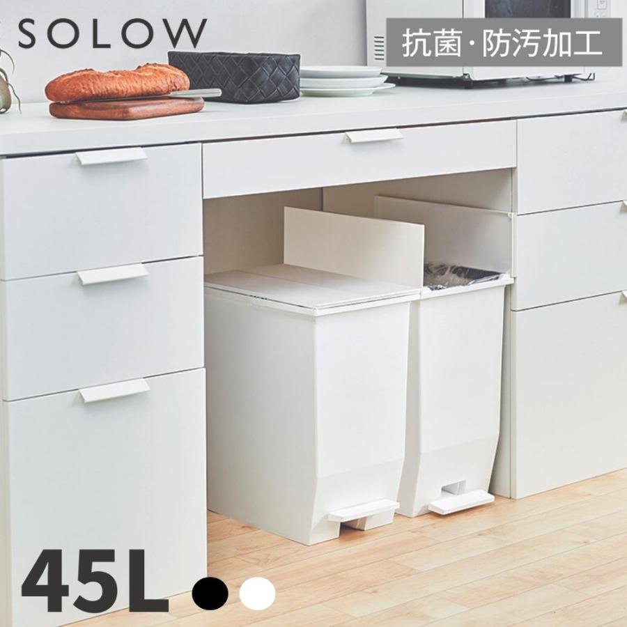 RISU（家具、インテリア） リス ゴミ箱 日本製 SOLOW ペダルオープンツイン 45L 45リットル ダストボックス 蓋つき ペダル付き キャスター付き 両開き 縦型 おしゃれ ...
