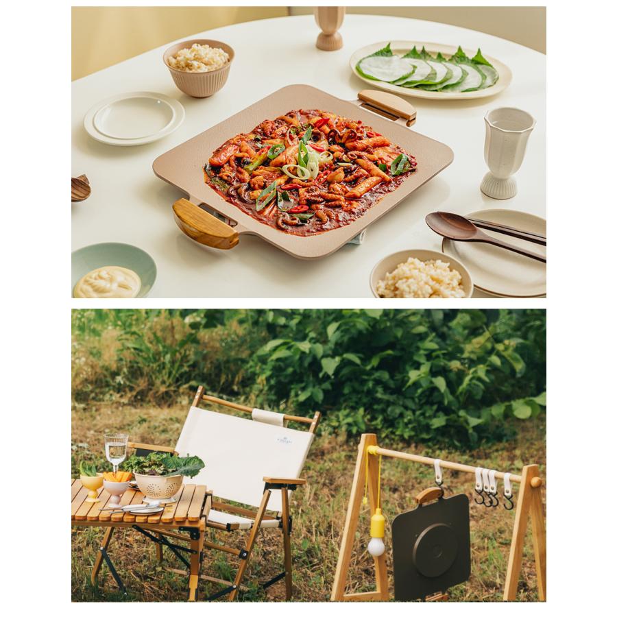 Dr.HOWS ドクターハウス グリルパンフライパン IH 直火 ガス火 Solid ソリッド キャンプ アウトドア 四角 薄型 おしゃれ 角型 韓国 かわいい 軽量 スクエア 取っ : 彩り ...