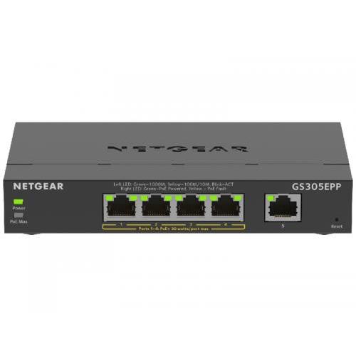 NETGEAR GS305EPP-100JPS SOHO/家庭向けPoE 対応 (120W) ギガビット5ポートアンマネージプラススイッチ ...