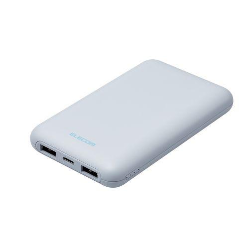 ELECOM DE-C44-10000BU モバイルバッテリー/リチウムイオン電池/薄型/USB PD/20W/10000mAh/USB Type-C入出力1ポート/USB-A出力2ポート ...